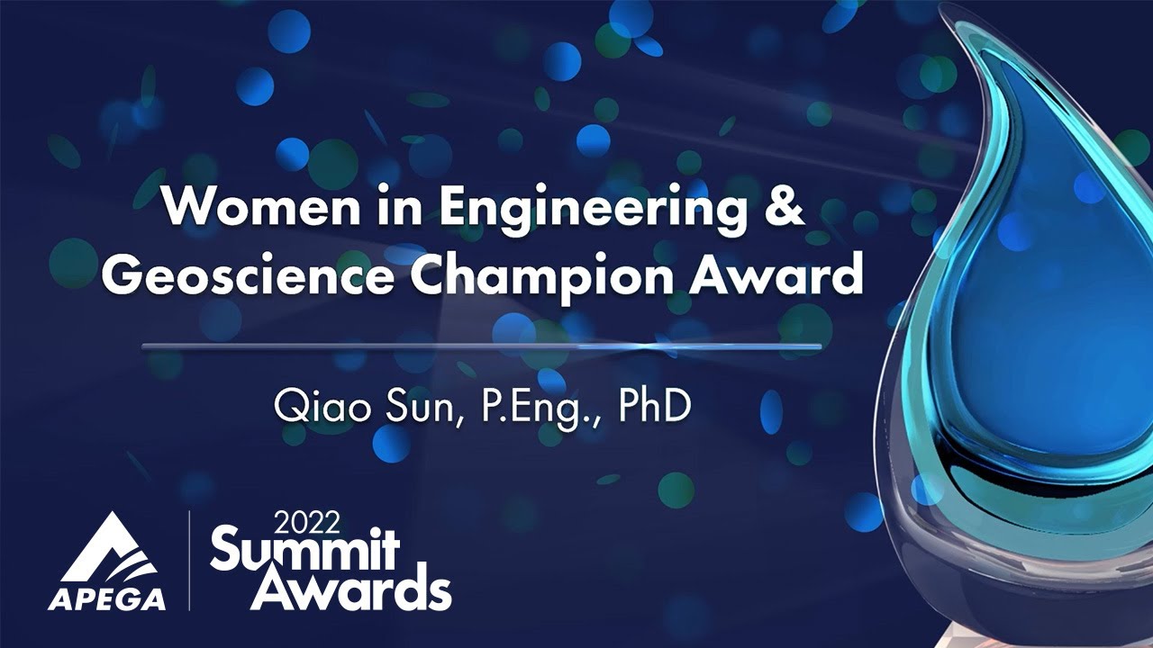Qiao Sun, P.Eng., PhD, FCAE - 2022 Women in Engineering & Geoscience Champion Award Recipient