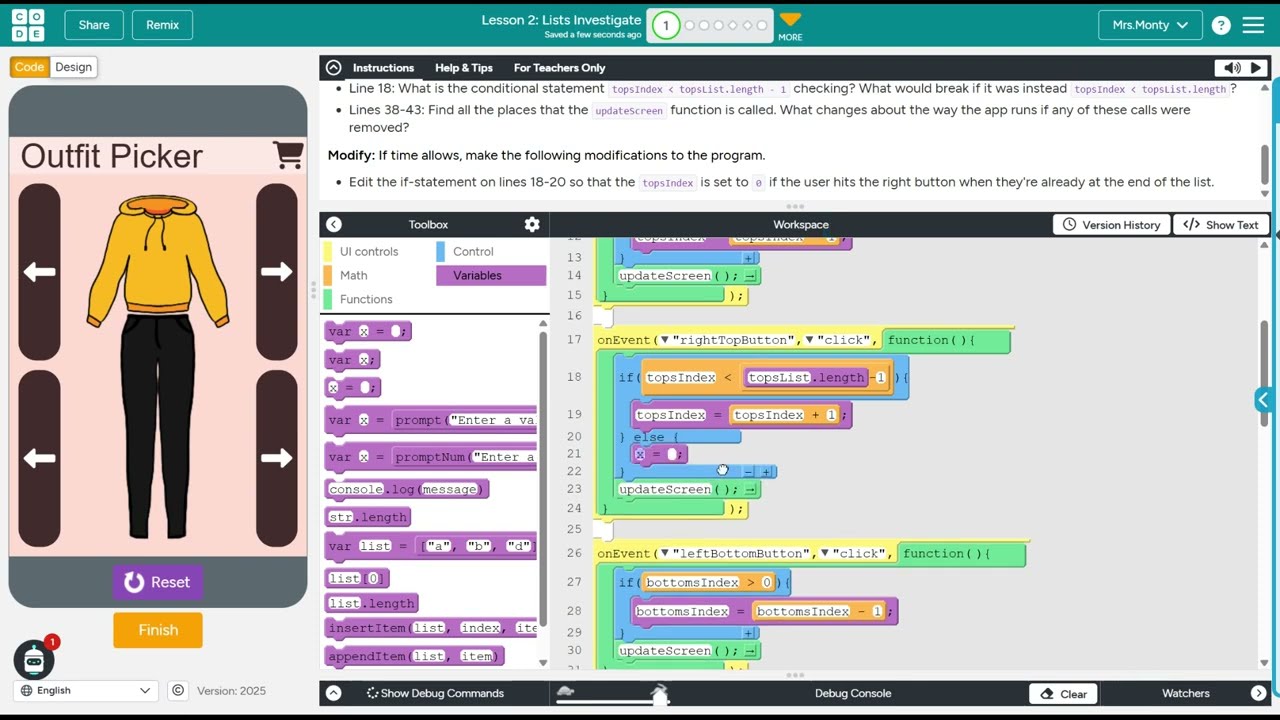 Computer Science Principles Unit 6: Lesson 2 - Lists Investigate