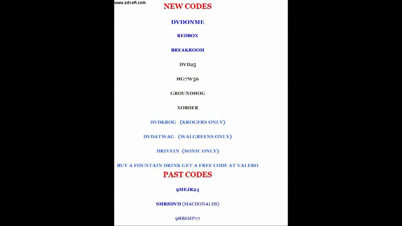 REDBOX Free Promo Codes Limited Time ONLY