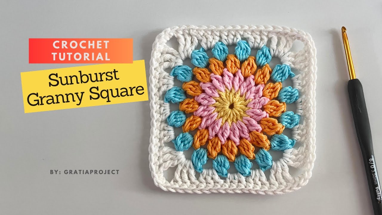 Sunburst Granny Square Crochet Tutorial
