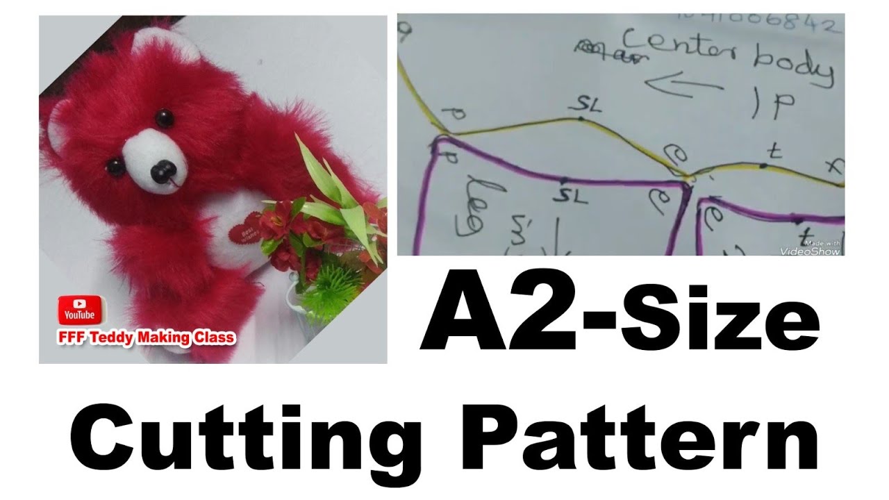 A2 size teddy bear  cutting pattern _