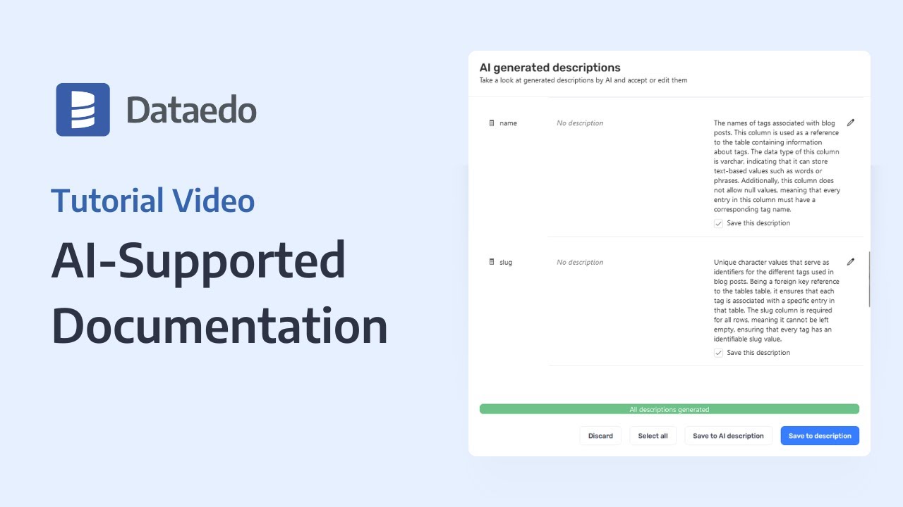 Dataedo Tutorial: AI-Supported Documentation