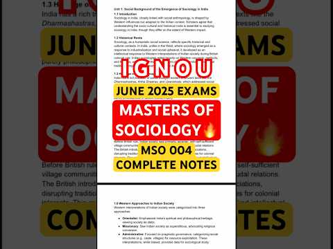 IGNOU MSO 004 Complete Revision🔥IGNOU MA Sociology🔥JUNE 2025 IGNOU EXAM NOTES😱IGNOU MSO 005 NOTES