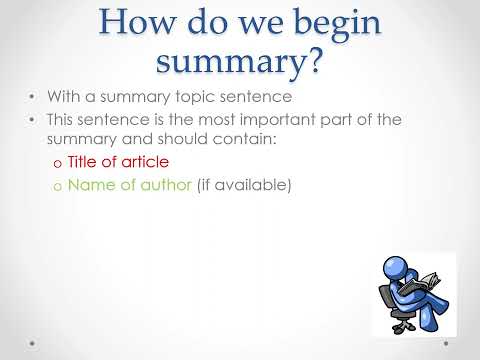 Writing Summary Topics Sentences