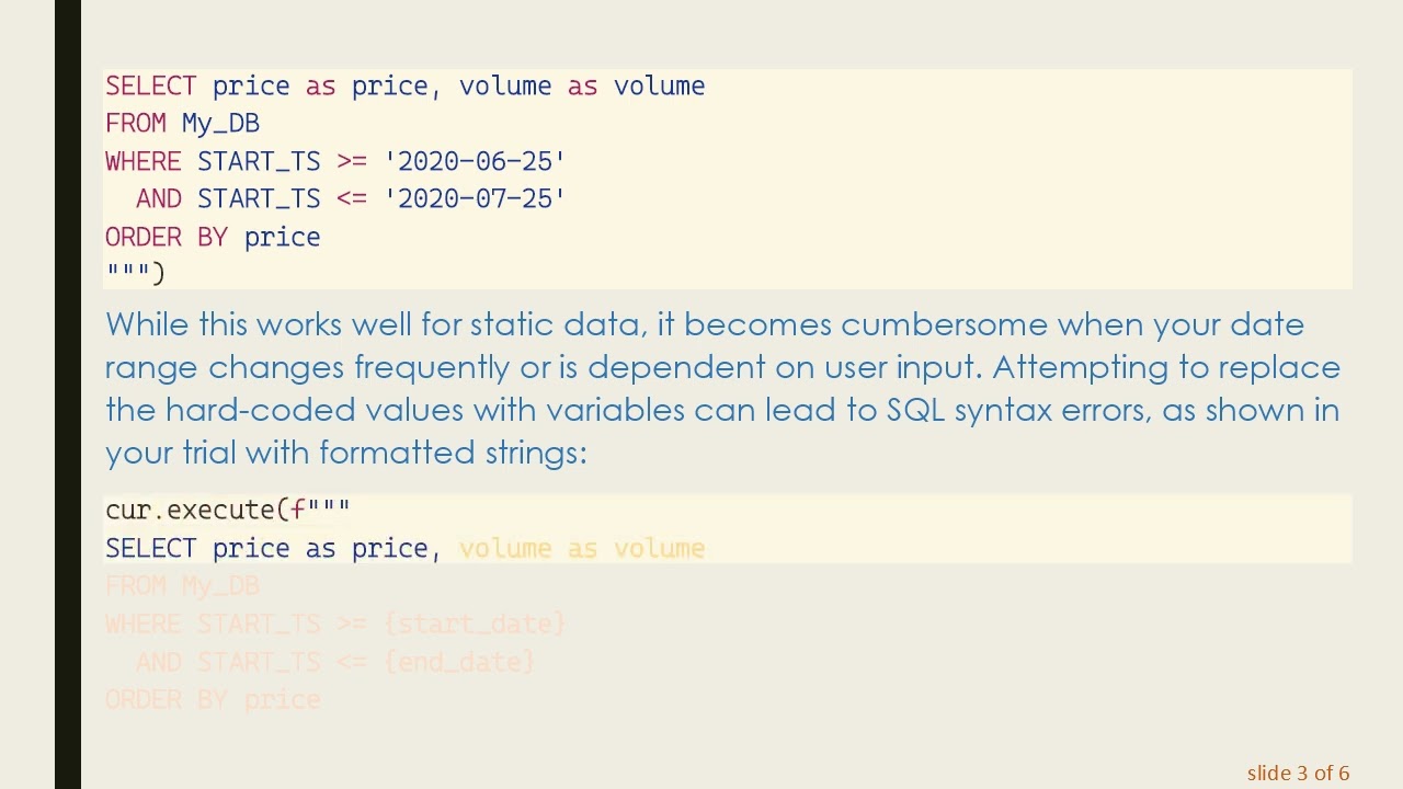 How to Insert Variables into SQL Queries in Python