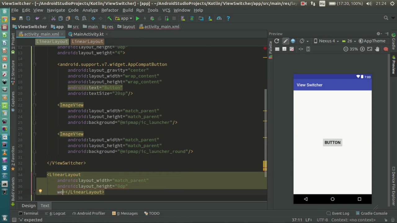 Android Kotlin Usage Tutorial #053 - ViewSwitcher