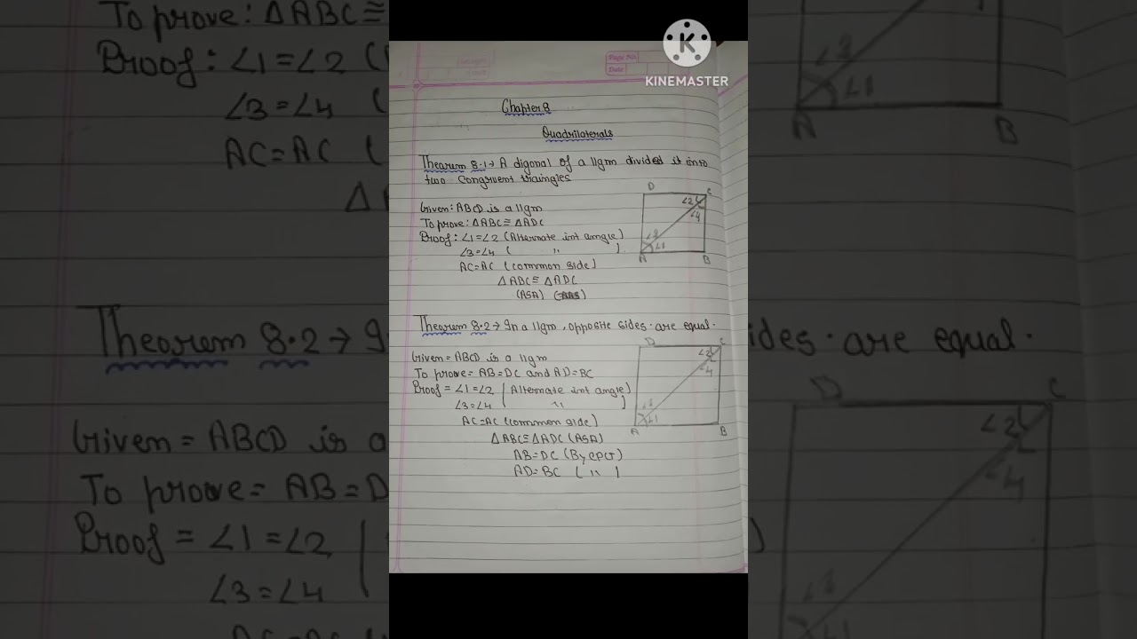 Class 9 NCERT maths Ch -8 THEOREM 8.1 to 8.4
