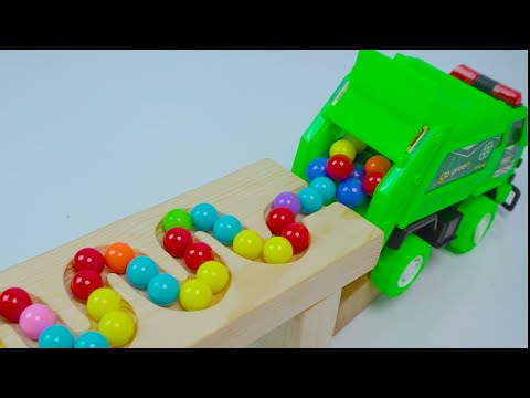 Marble Run ASMR Race ☆ HABA Slope & Dump Truck Excavator Ambulance Forklift Garbage Truck Tractors