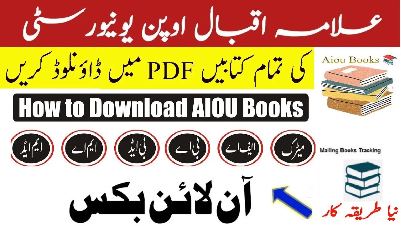 AIOU Books PDF 2024 Download for Matric FA BA MA | Allama Iqbal Open University books download krain