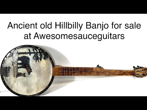 Ancient Hillbilly banjo with a painted head homemade vintage | Reverb