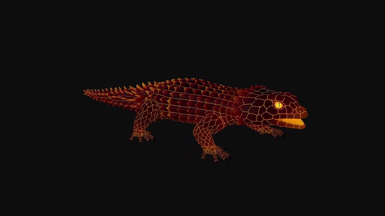 Preview | Fire Armadillo lizard | 3d animation - Round view