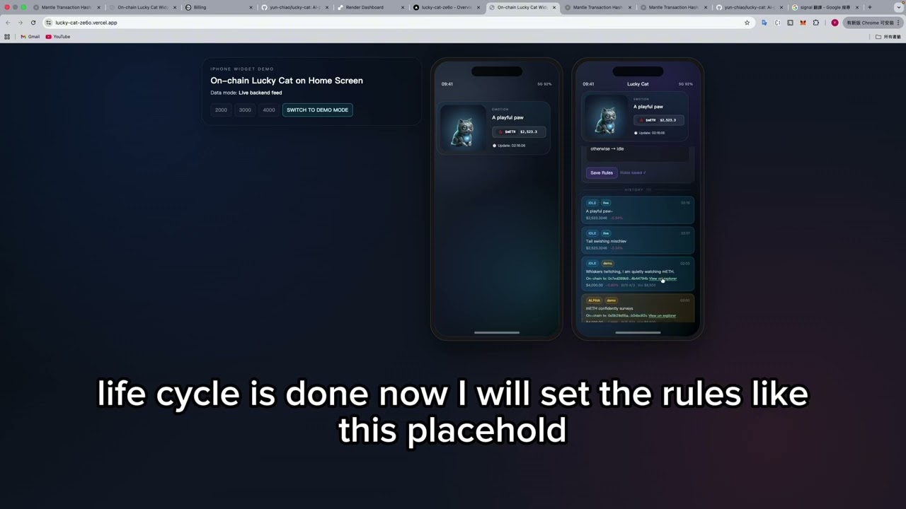 On-chain Lucky Cat: AI-Powered DeFi Signal Widget demo