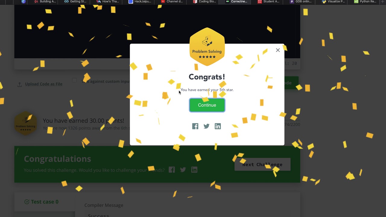 HackerRank - Gold badge in problem solving.