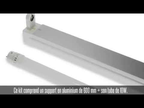 Kit tube led + support 600mm, 10W blanc froid