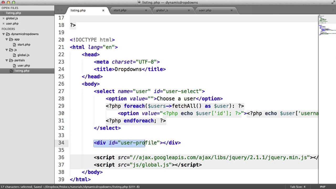 Populating Dropdowns in PHP (Adding AJAX) (2/2)