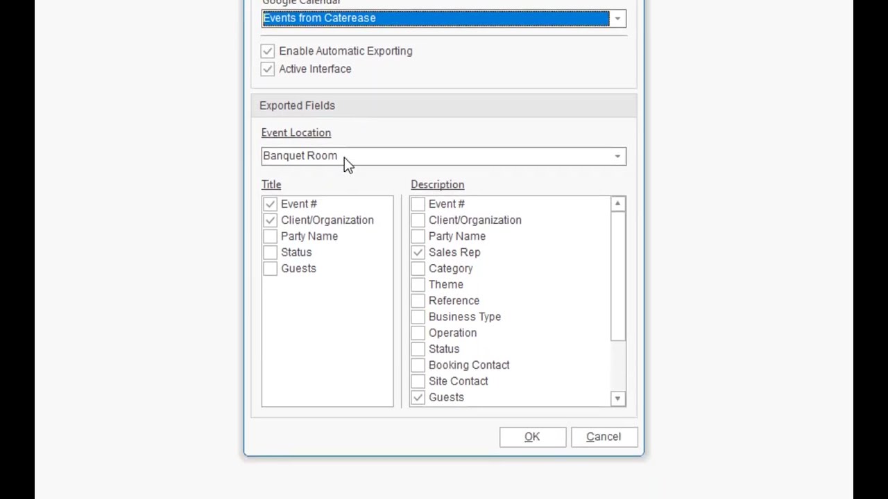 Caterease Google Interface