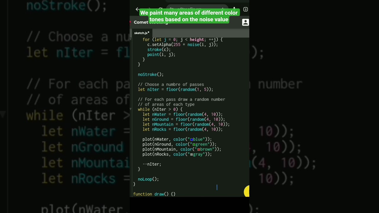CREATIVE CODING 35 : FLAT NOISE #shorts #creativecoding #openprocessing #p5js  #generativeart