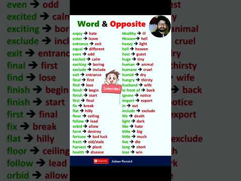 Opposite words in English| Opposite Words| Antonyms