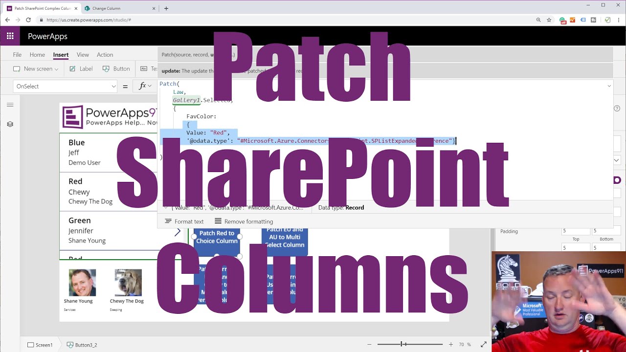 PowerApps SharePoint Complex Columns - Patch person, choice, and lookup fields