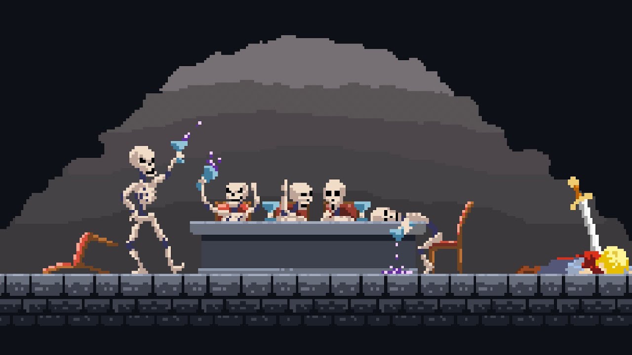 Timelapse Pixel art - Skeleton celebrating