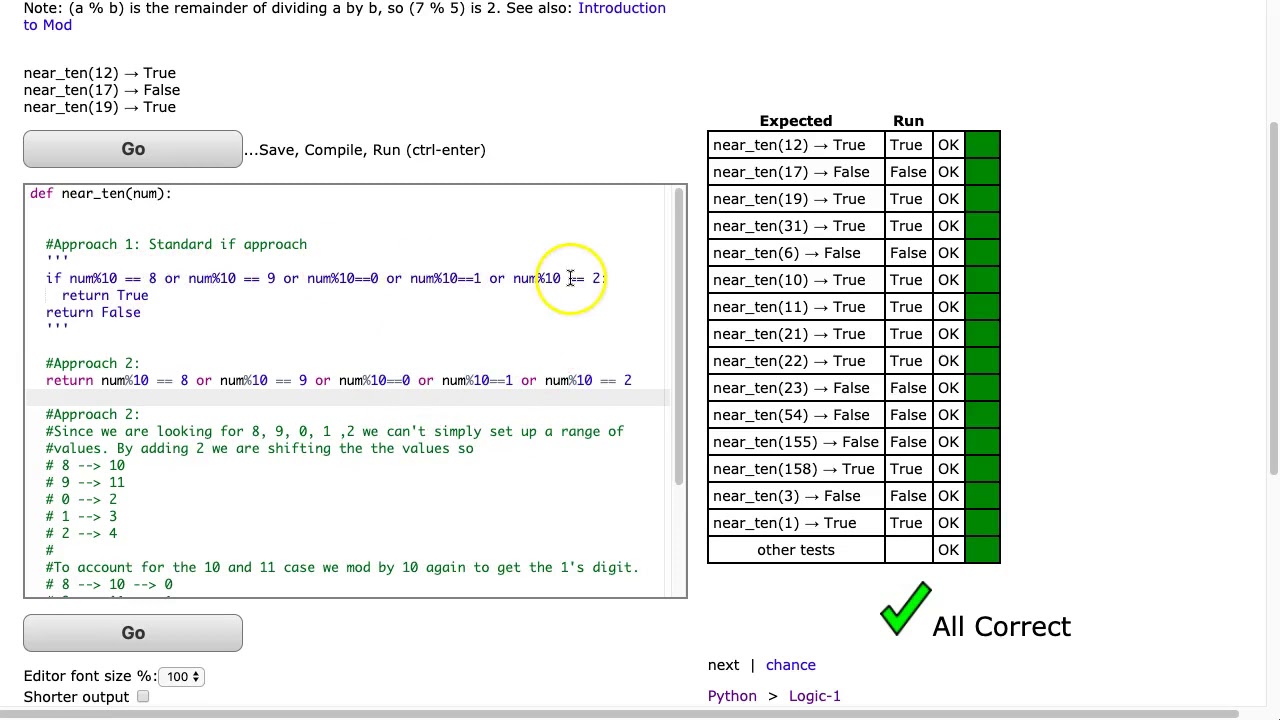Codingbat - near_ten (Python)