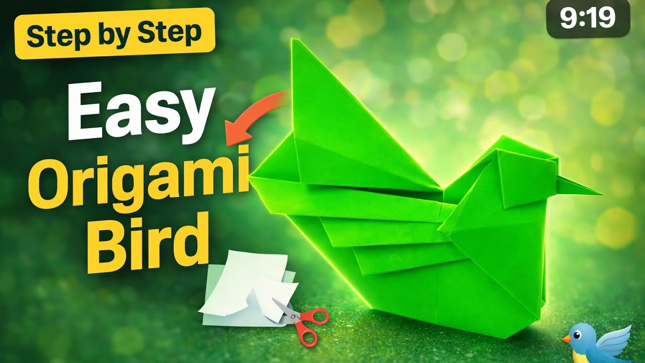 Easy Origami Bird 🐦 | Step by Step Paper Folding Tutorial (Beginner Friendly)