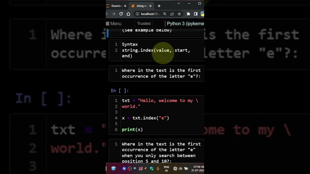 index find string methods python english #python #shorts