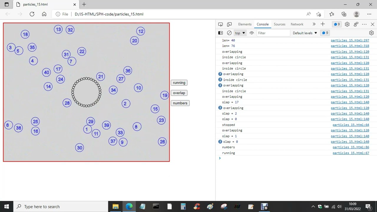 2D elastic collisions - Javascript HTML