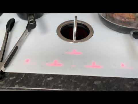 Elica Switch White Induction Down Draft Hob Real Use Demonstration. Duct Out