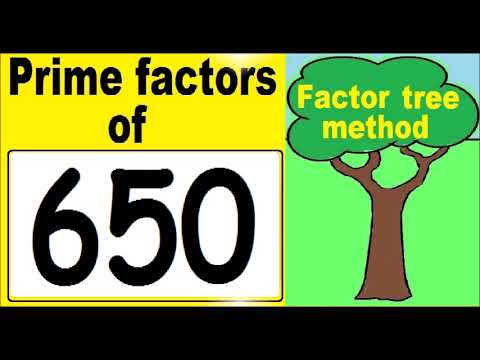 Prime factors of 650. Prime factor decomposition of 650. Factor tree method.