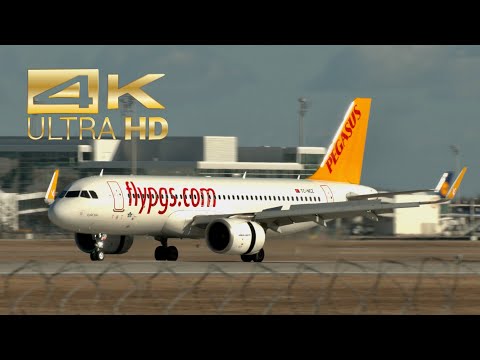 (4K) Airbus A320-251N Pegasus Airlines TC-NCZ arrival at Munich Airport MUC EDDM
