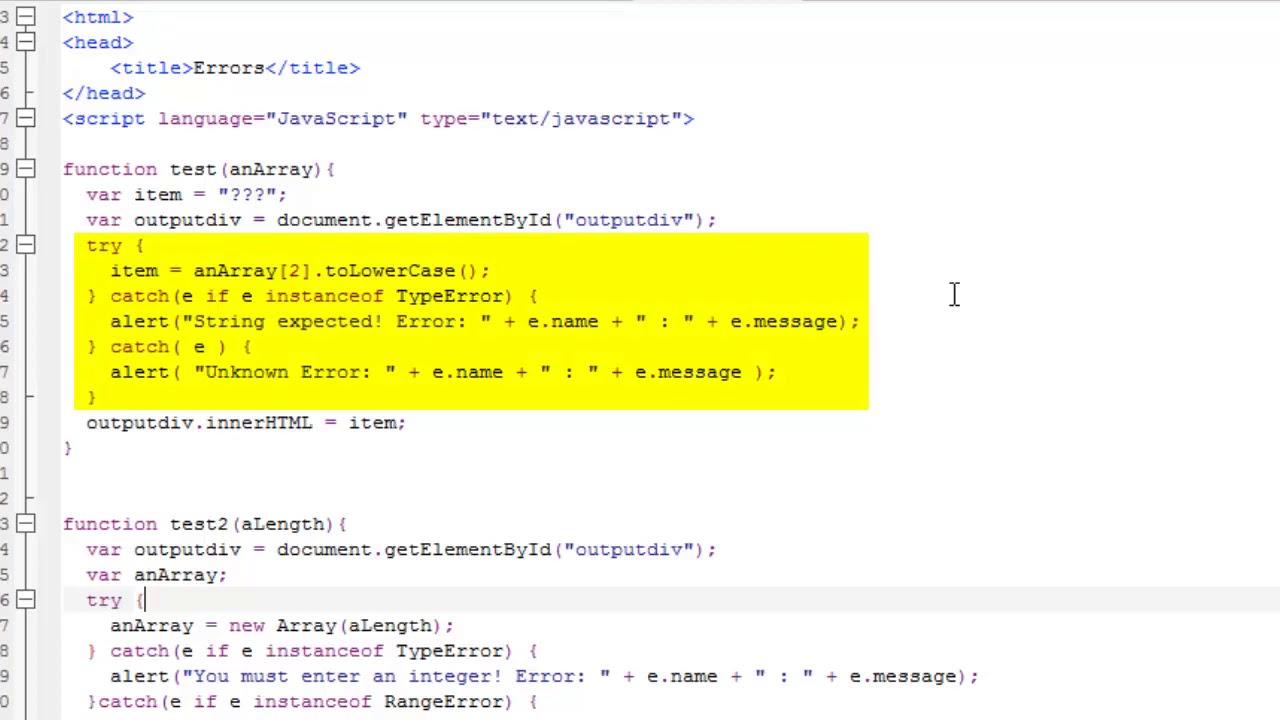 Error handling | Javascript (In Ten Easy Steps)