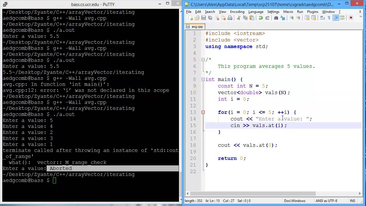 Programming example: Iterating over a vector