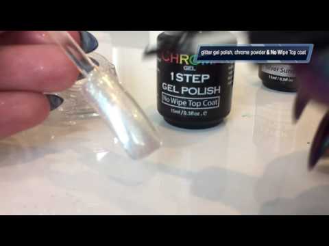 Nail tutorial: Chroma Gel No Wipe Top Coat with chrome powder / mirror nails
