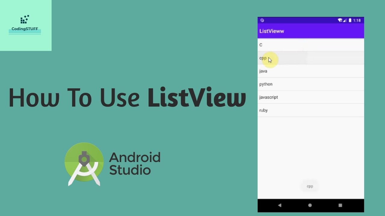 Lecture 16 : How to use ListView in Android Studio