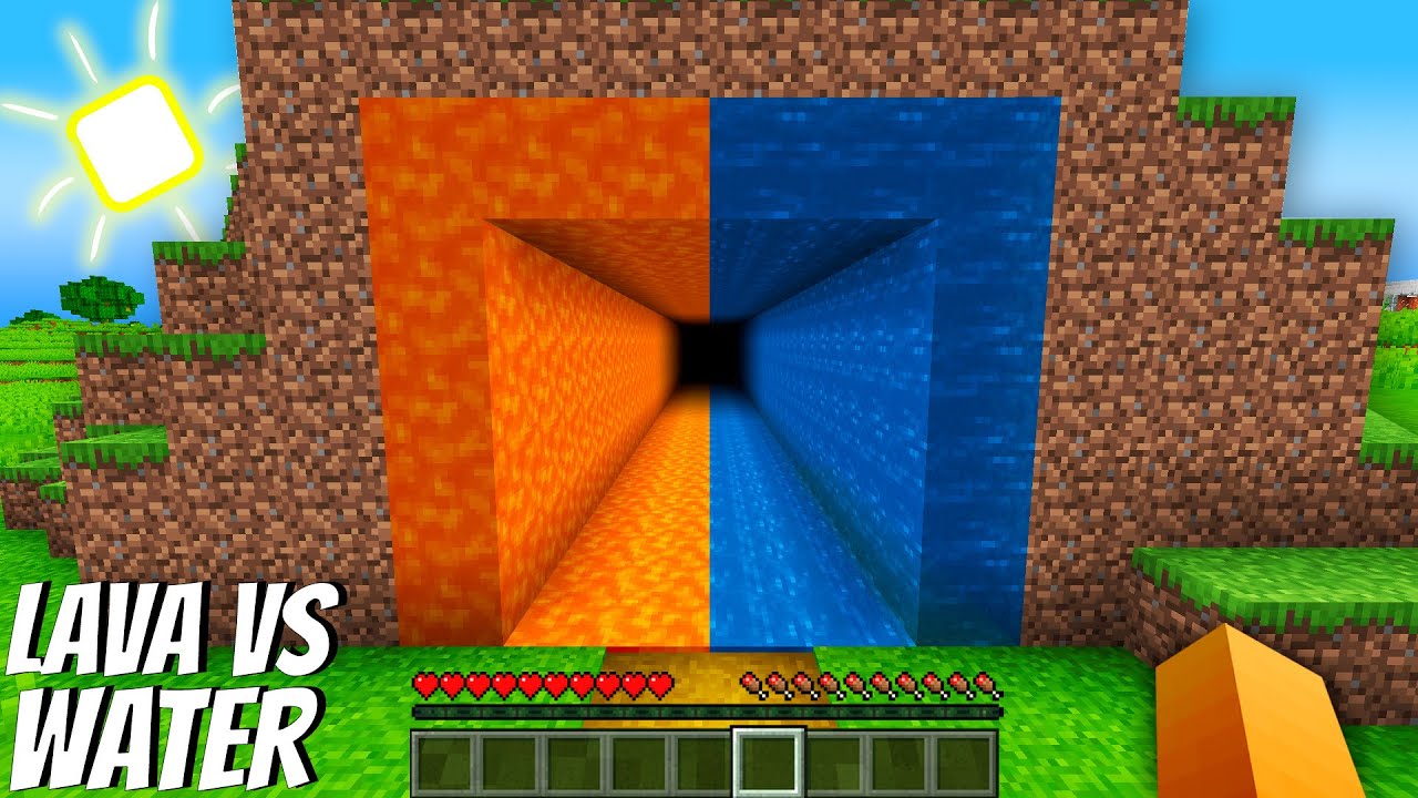 I found a LAVA vs WATER TUNNEL in Minecraft ! Where does the LONGEST TUNNEL lead?