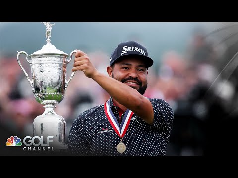 J.J. Spaun accepts U.S. Open trophy, Jack Nicklaus medal after win | Golf Channel