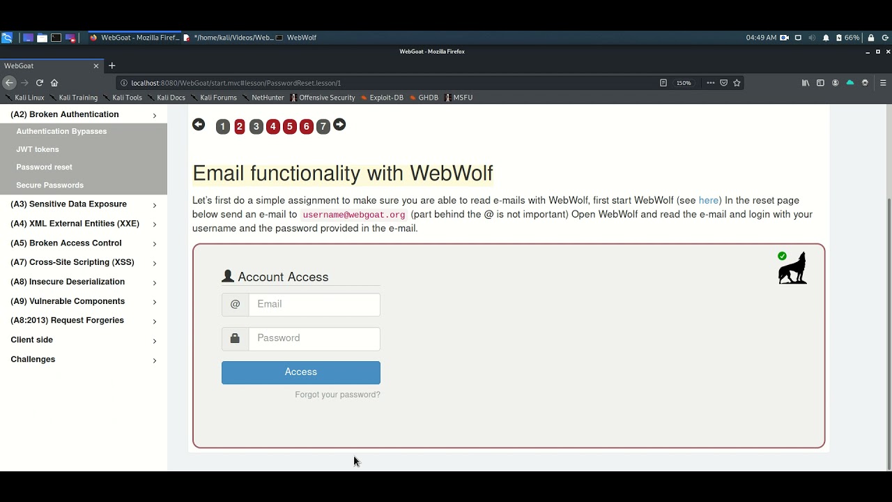 WebGoat Password Reset 2