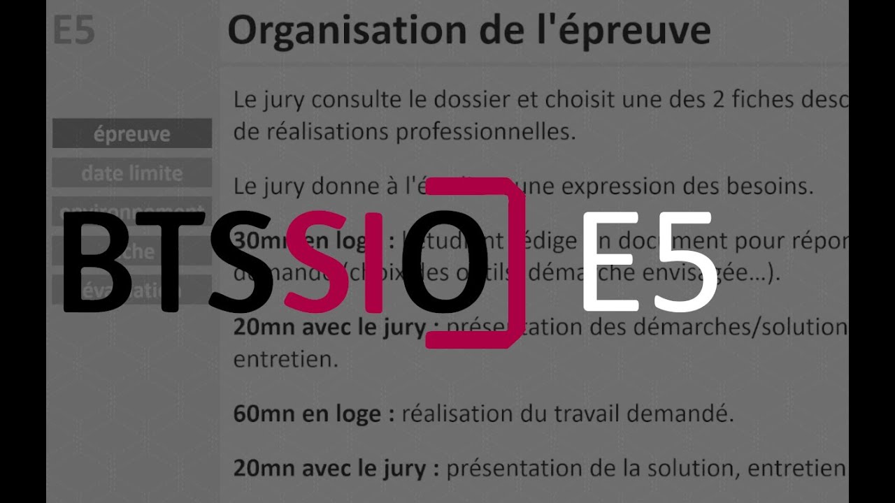 BTS SIO : épreuve E5