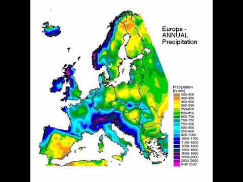 Europe's annual precipitation map#europe#map#annual#precipitation#rain#weather#climate#uk#russia