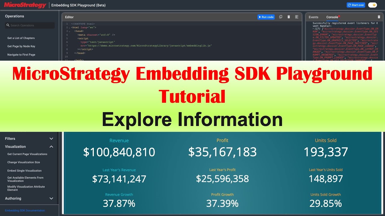 MicroStrategy Embedding SDK Playground Tutorial - Exploring Information