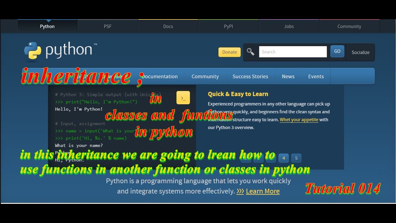 Python Full Course| For Beginners| Tutorial 014 | ( inheritance in classes and functions in python)