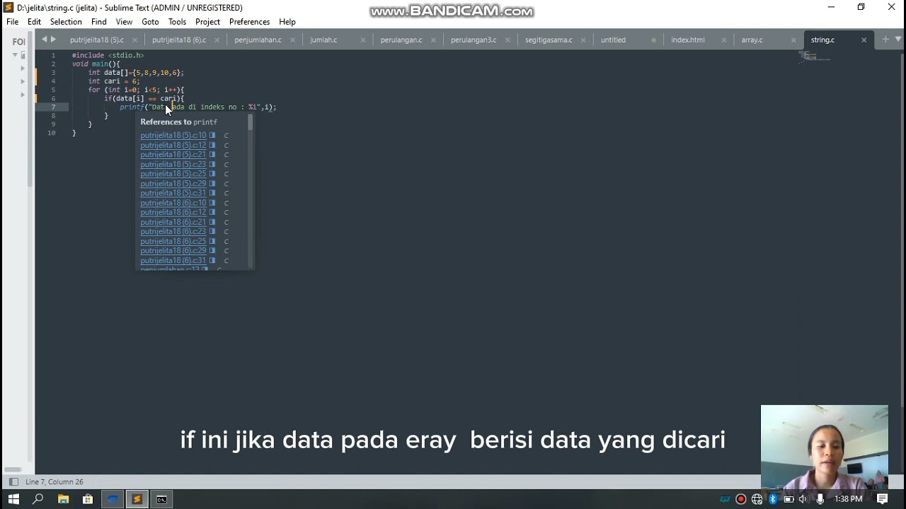tugas algoritma pemrograman,array pada program c
