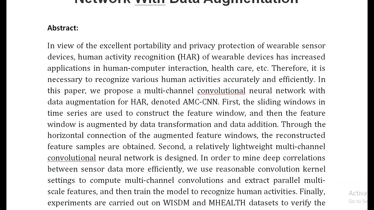 Human Activity Recognition Based on Multichannel Convolutional Neural Network With Data Augmentation