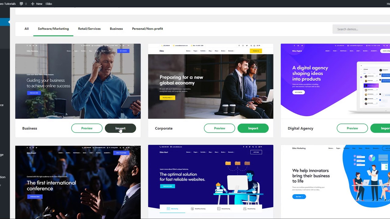 Ekko - Import the demo content
