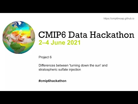 #CMIP6Hackathon 2021: Project 6 - Turning down the sun and stratospheric sulfate injection