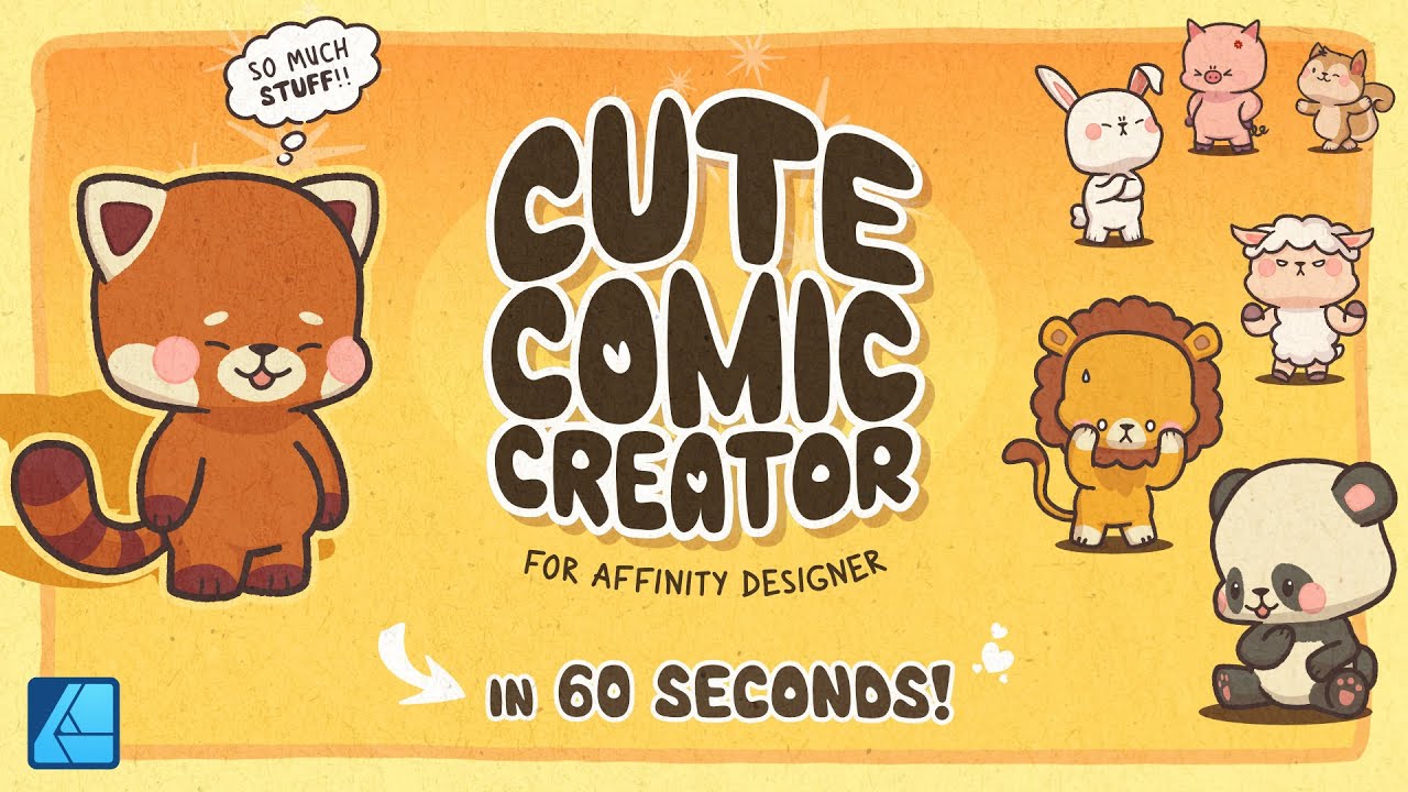 Cute Comic Creator for Affinity Designer - vector assets trailer