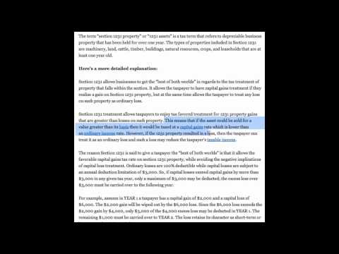 What is Section 1231 Property or 1231 Assets