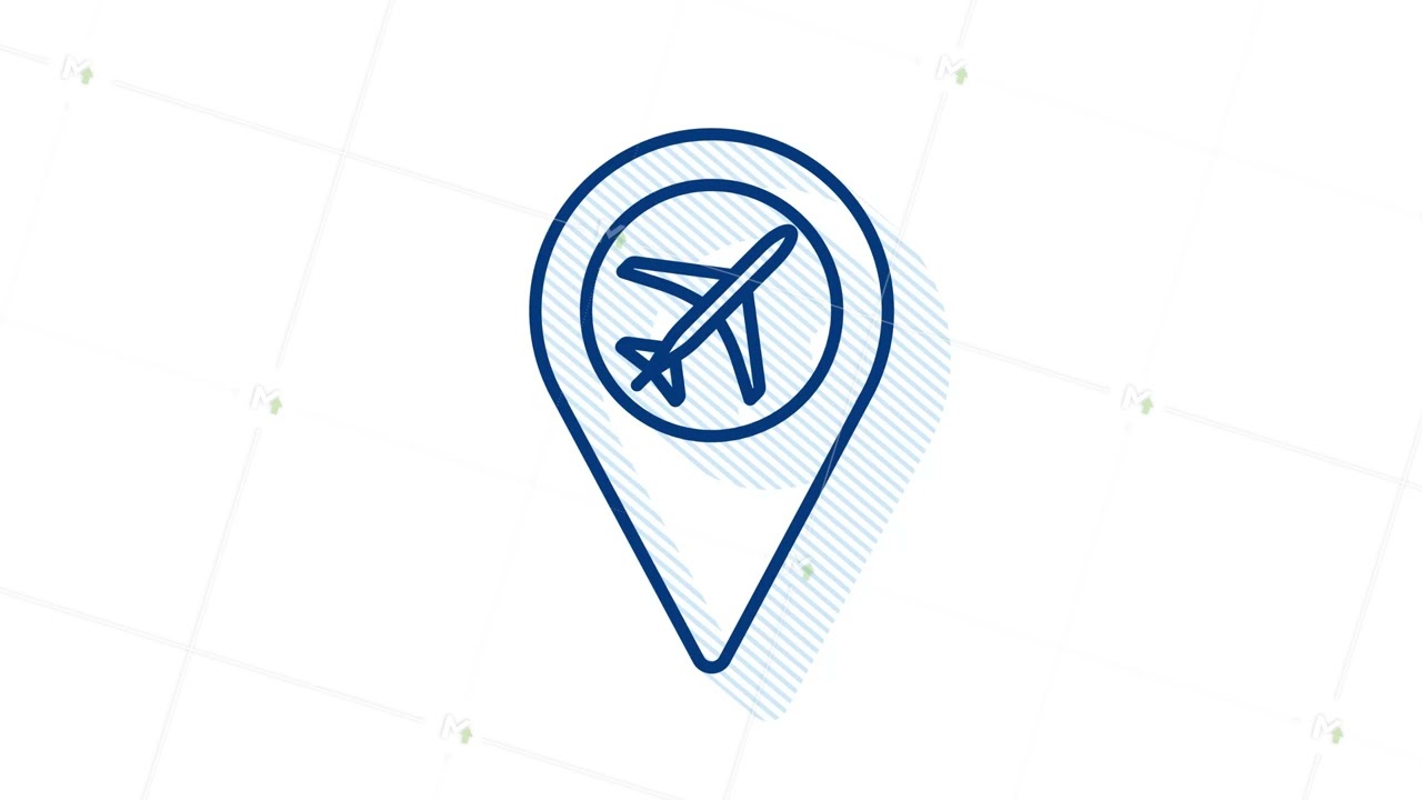 Airport pin for concept design. Pin point icon. Map symbol. Location, pointer icon symbol design