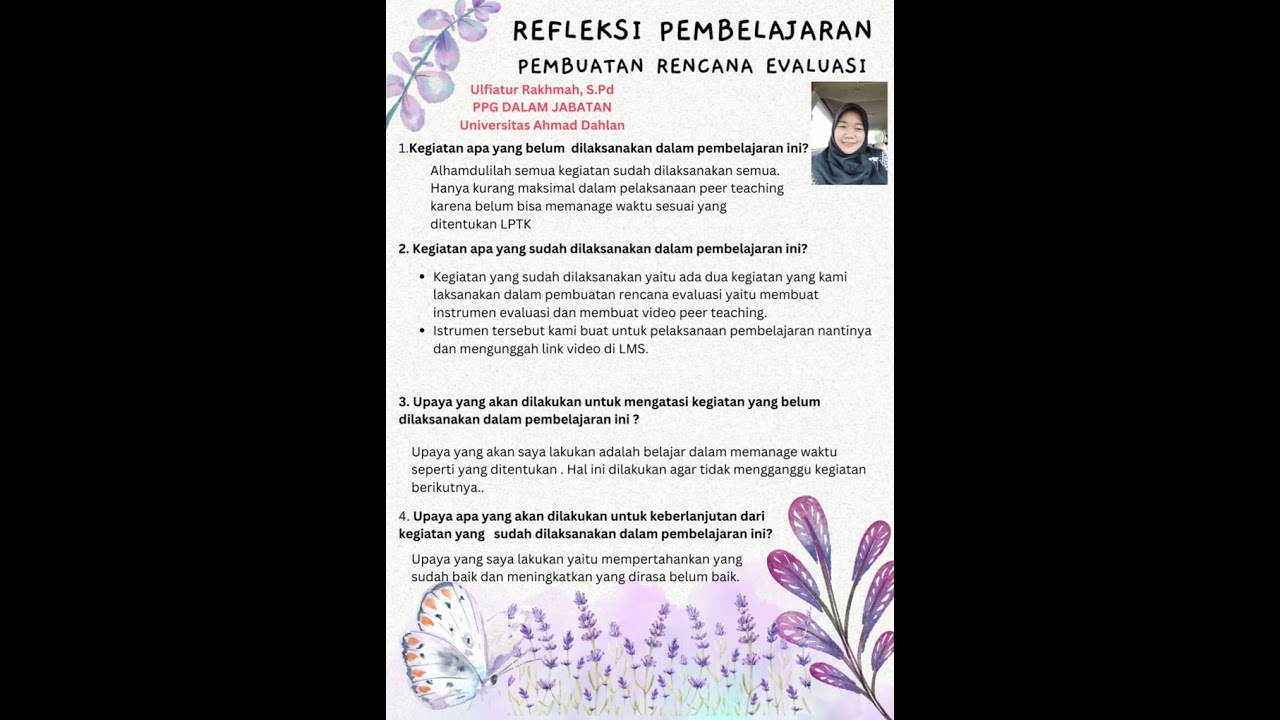 REFLEKSI PEMBELAJARAN PEMBUATAN RENCANA EVALUASI